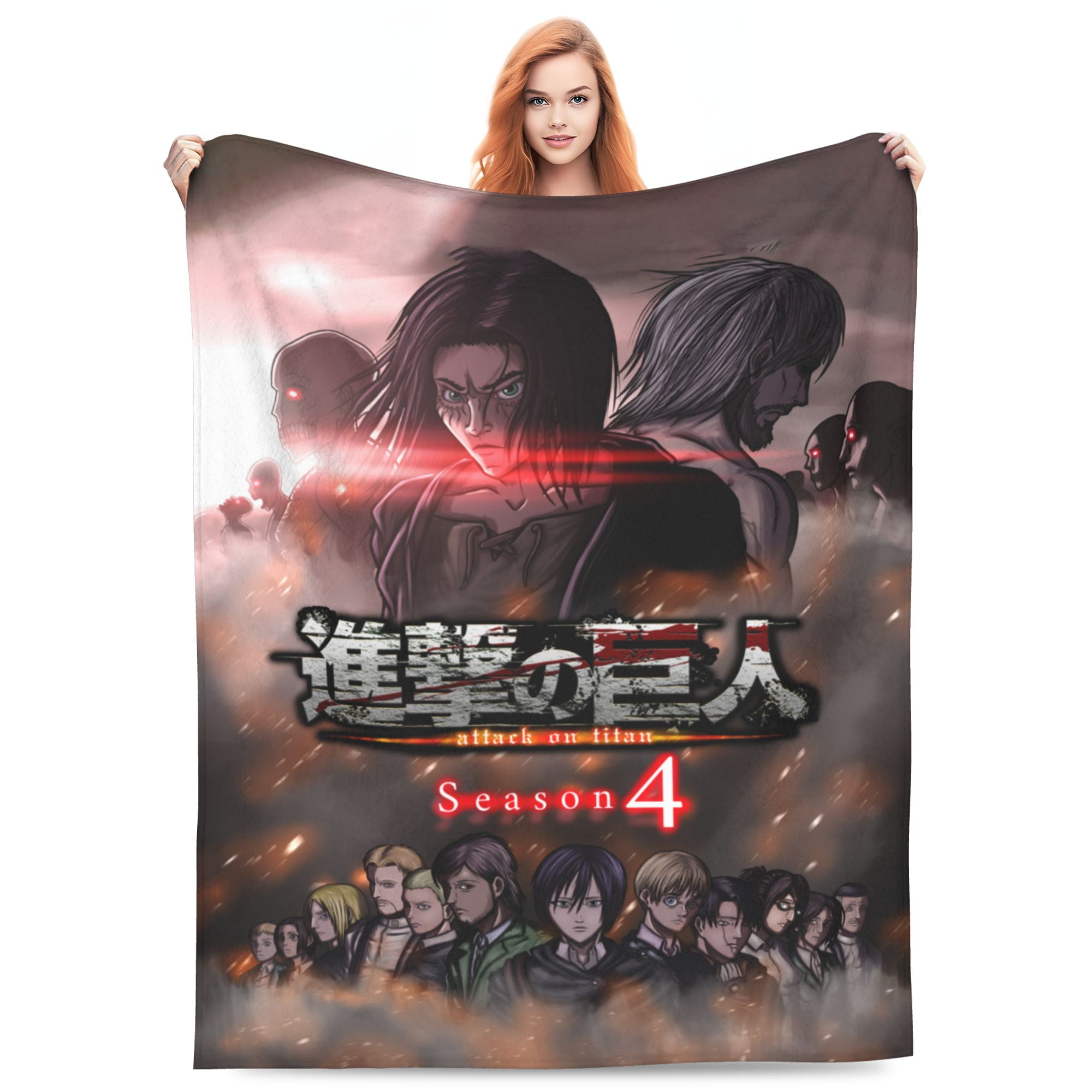 Attack On Titan Bed Blanket Lightweight Throw Blankets Flannel Blankets ...