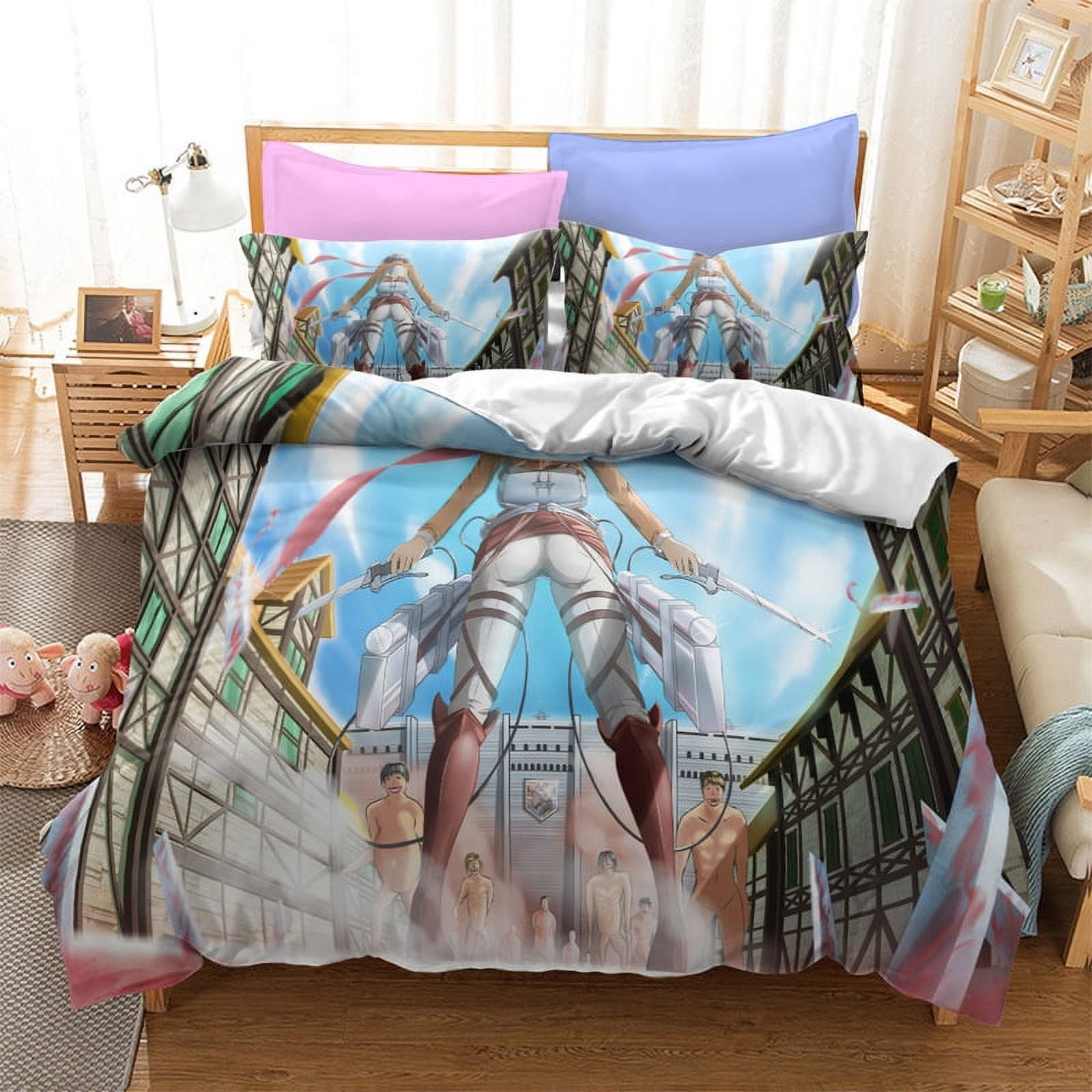 Attack On Titan Bedding Set 3 Pieces Japan Anime Cartoon Soft Duvet ...