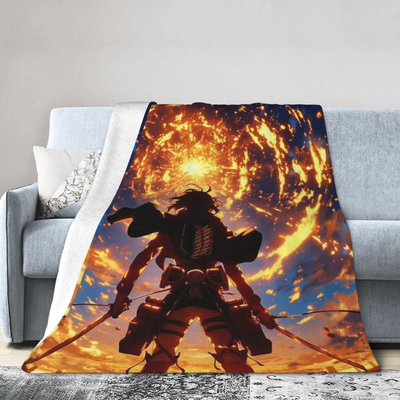 Attack On Titan Blankets Ultra Soft Flannel Blanket All Season Fuzzy ...