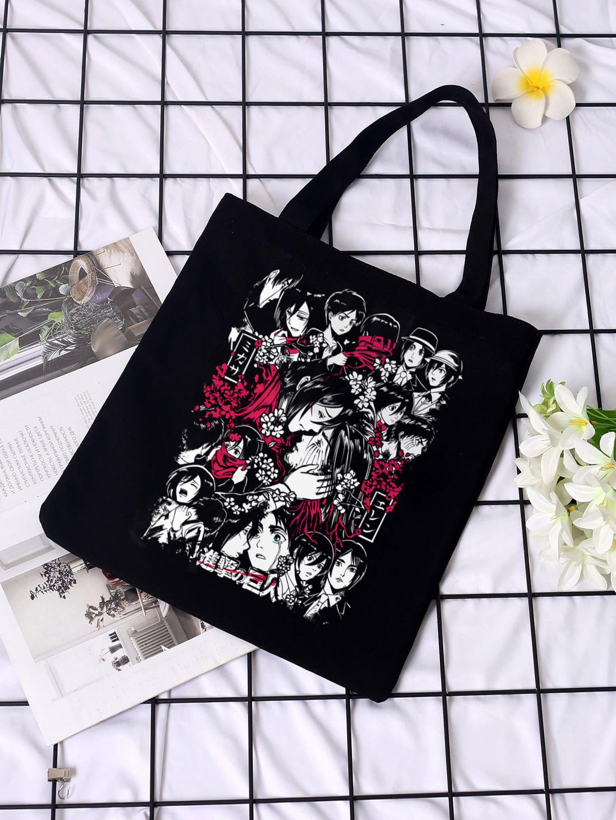 Attack On Titan Eren and Mikasa Tote Bag Girl Anime AOT Bag Soft ...