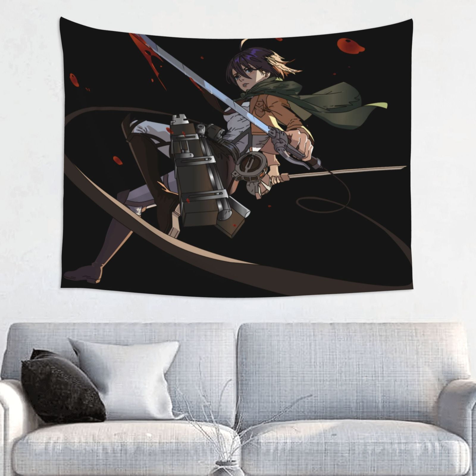 Attack On Titan Mikasa Anime 3d Pattern Tapestry Indian Dorm Decor For ...