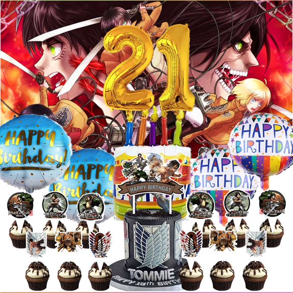 Attack On Titan Party Supplies Decor 21th Kit Balloons Birthday Cake ...