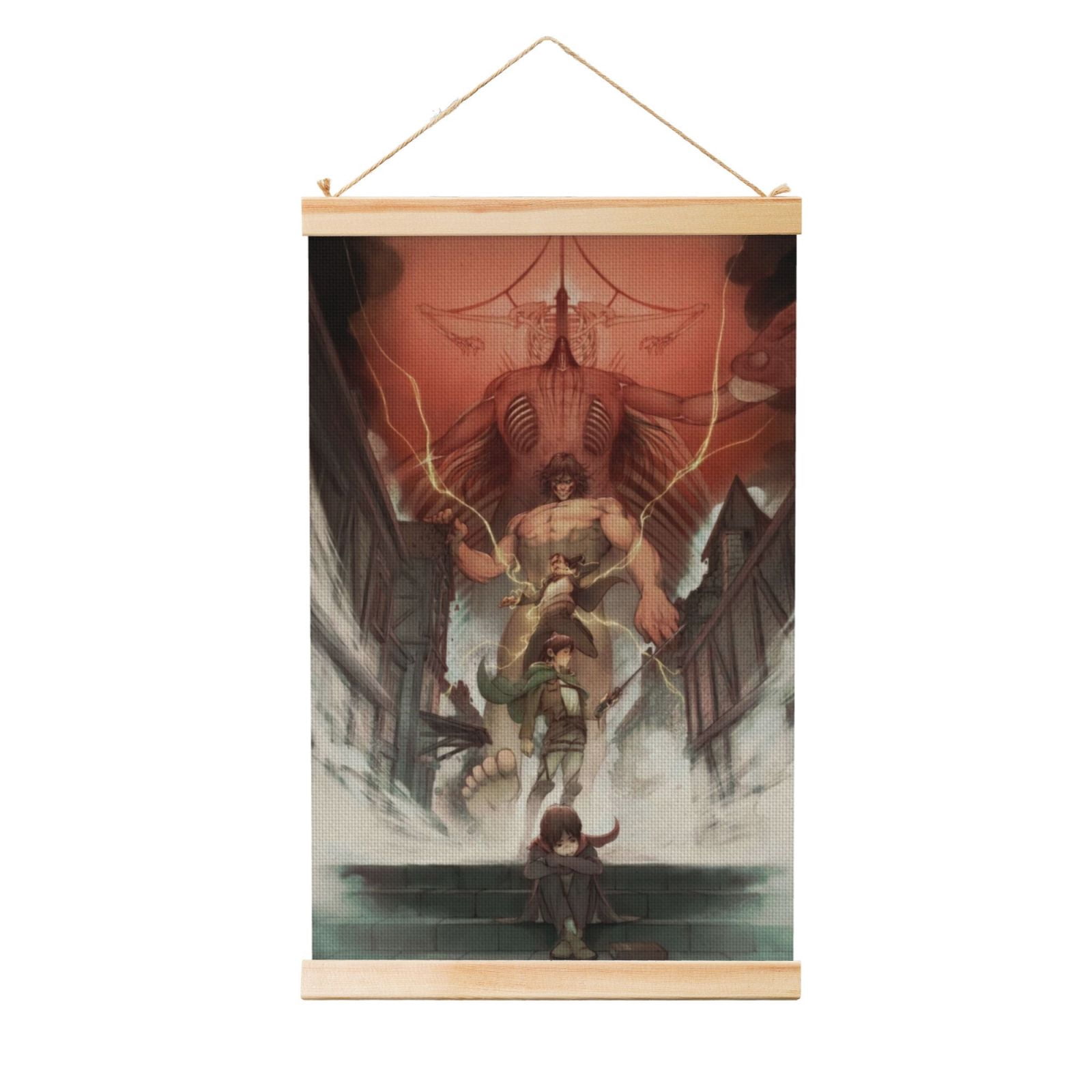 Attack On Titan Poster Aesthetic Canvas Wooden Shaft Wall Art Hanging ...