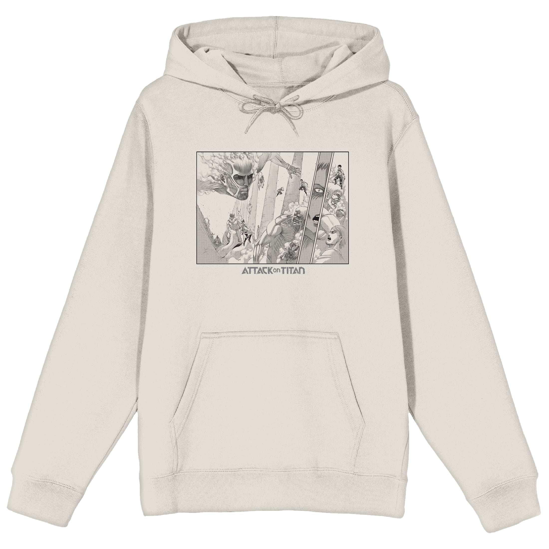 Attack On Titan Titans vs. Humans Artwork Adult Natural Hoodie-3XL ...