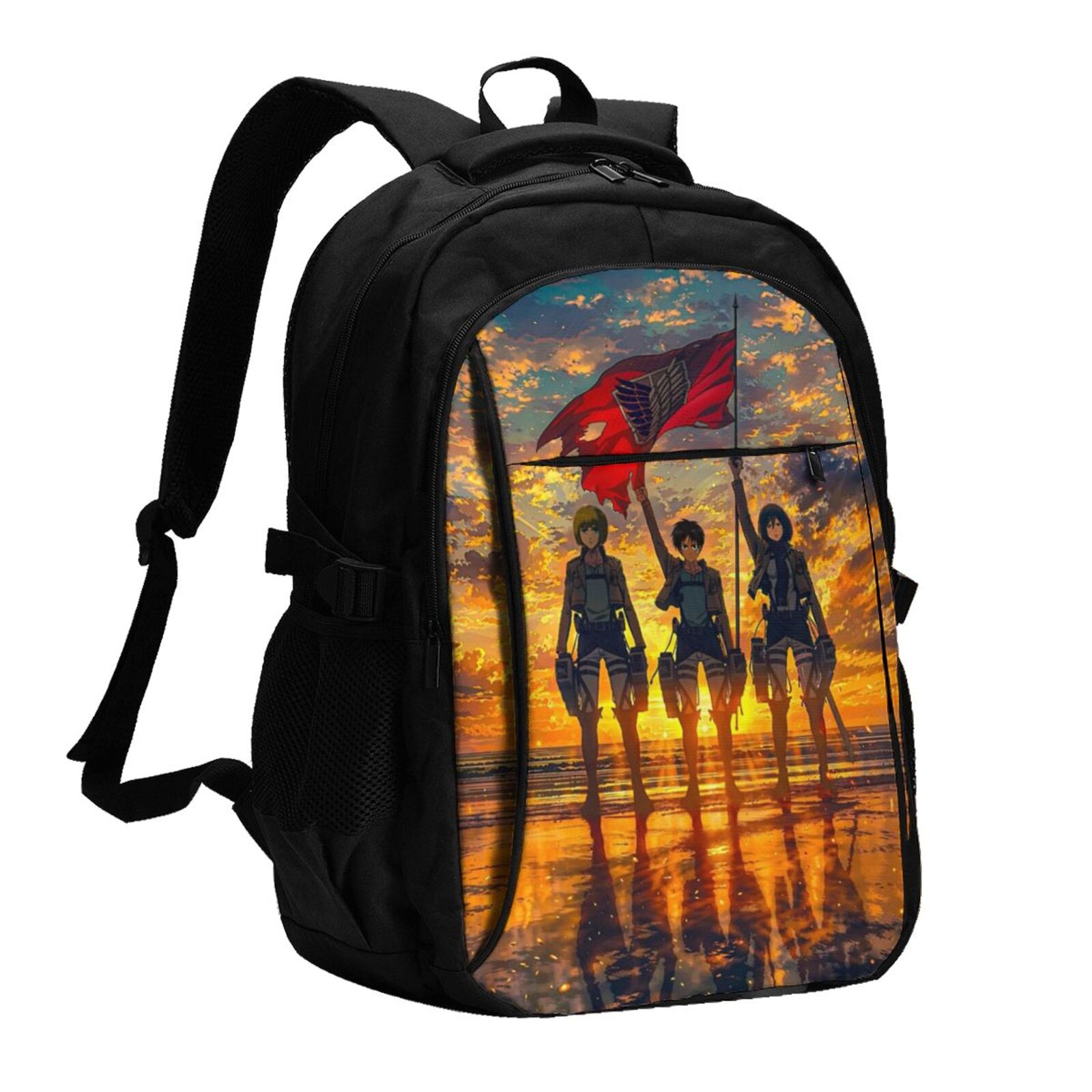 Attack On Titan Travel Backpack With Usb Port Stylish Unisex Hiking ...