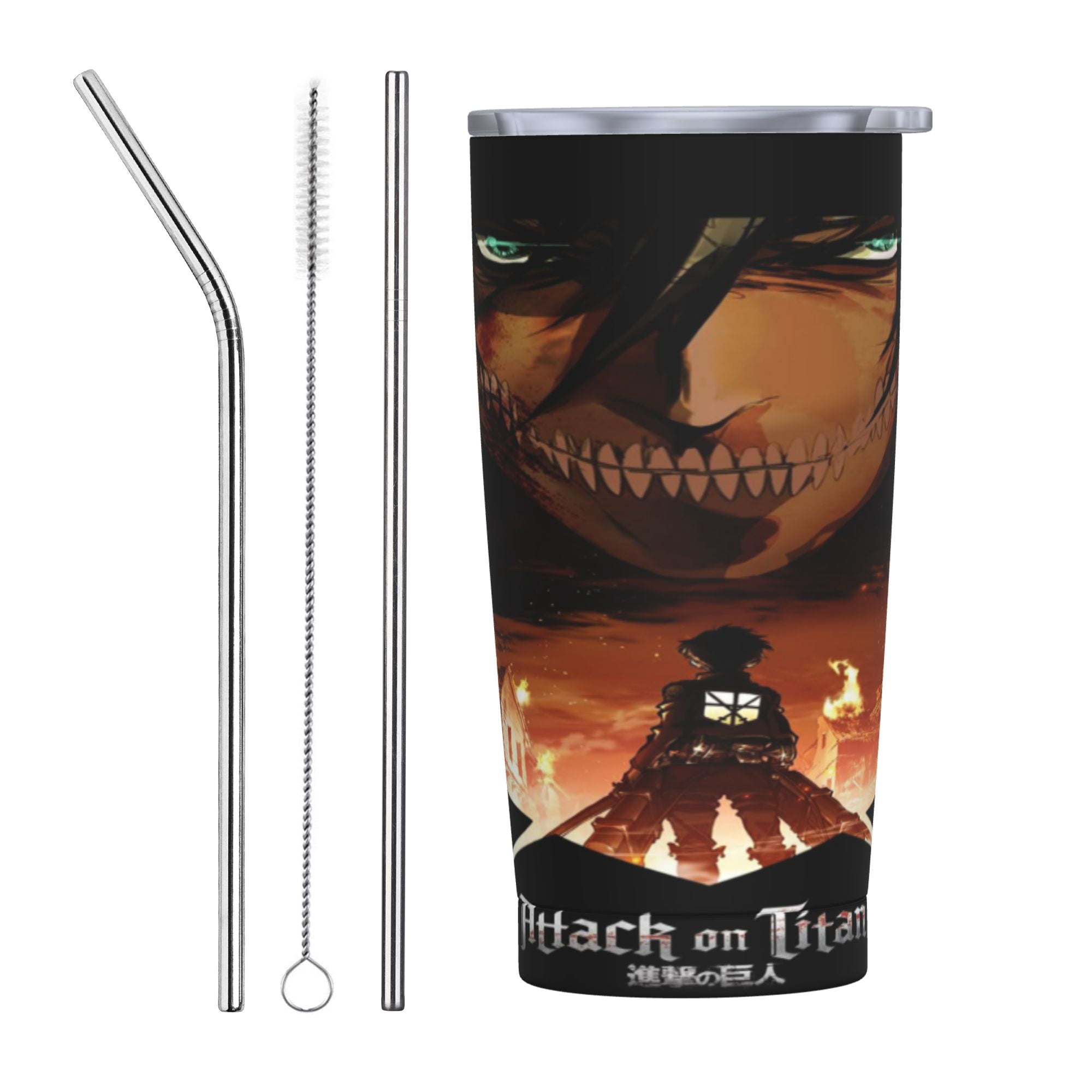 Attack On Titan Tumbler With Lid And Straw Stainless Steel Insulated ...