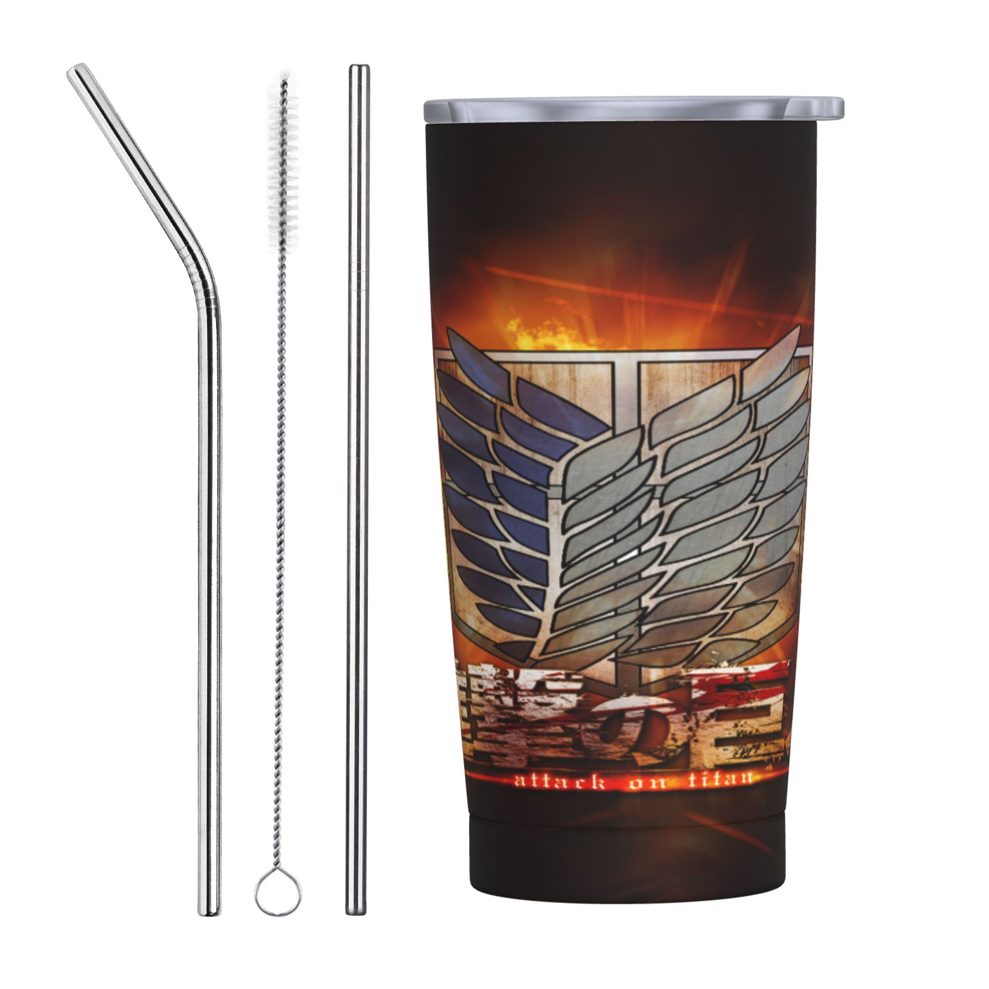 Attack On Titan Tumbler With Lid And Straw Stainless Steel Insulated ...