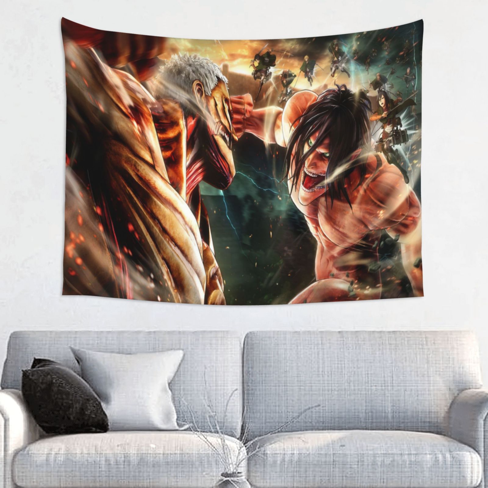 Attack On Titan Wall Tapestry Poster For Bedroom Aesthetics Funny Room ...
