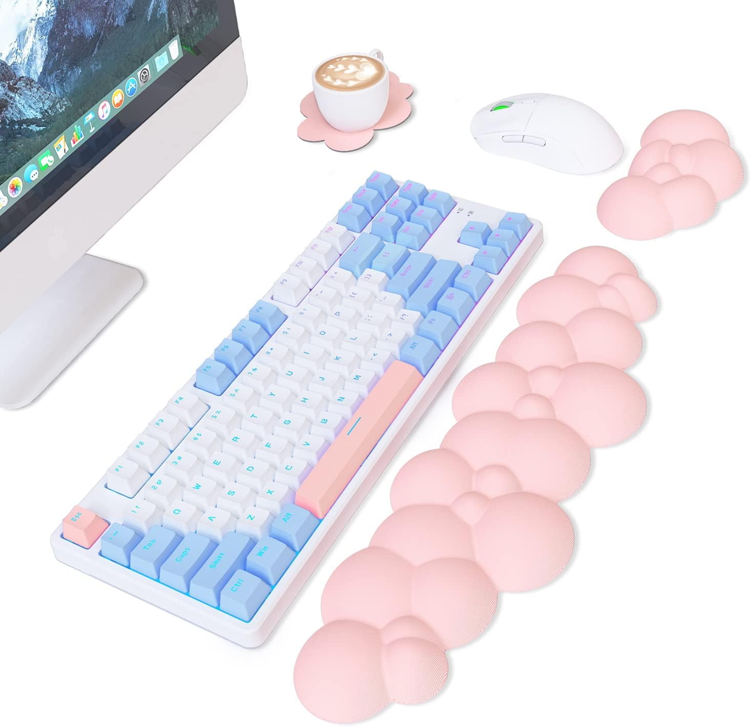 Attack Shark Cloud Keyboard Mouse Wrist Rest with Coaster Set,Ergonomic ...