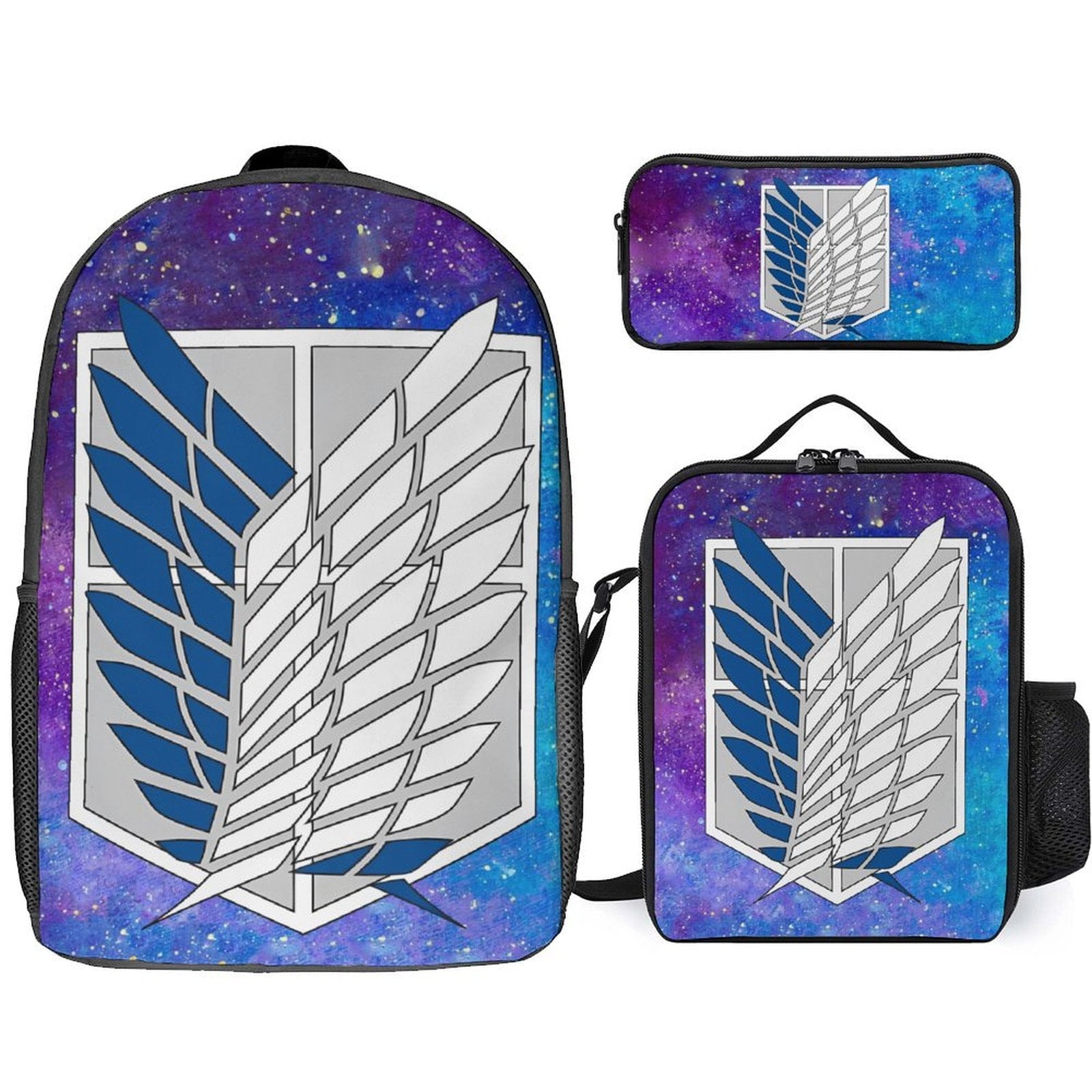 Attack on Titan 3 Piece Backpack Set with Lunch Bag Pencil Case, High ...
