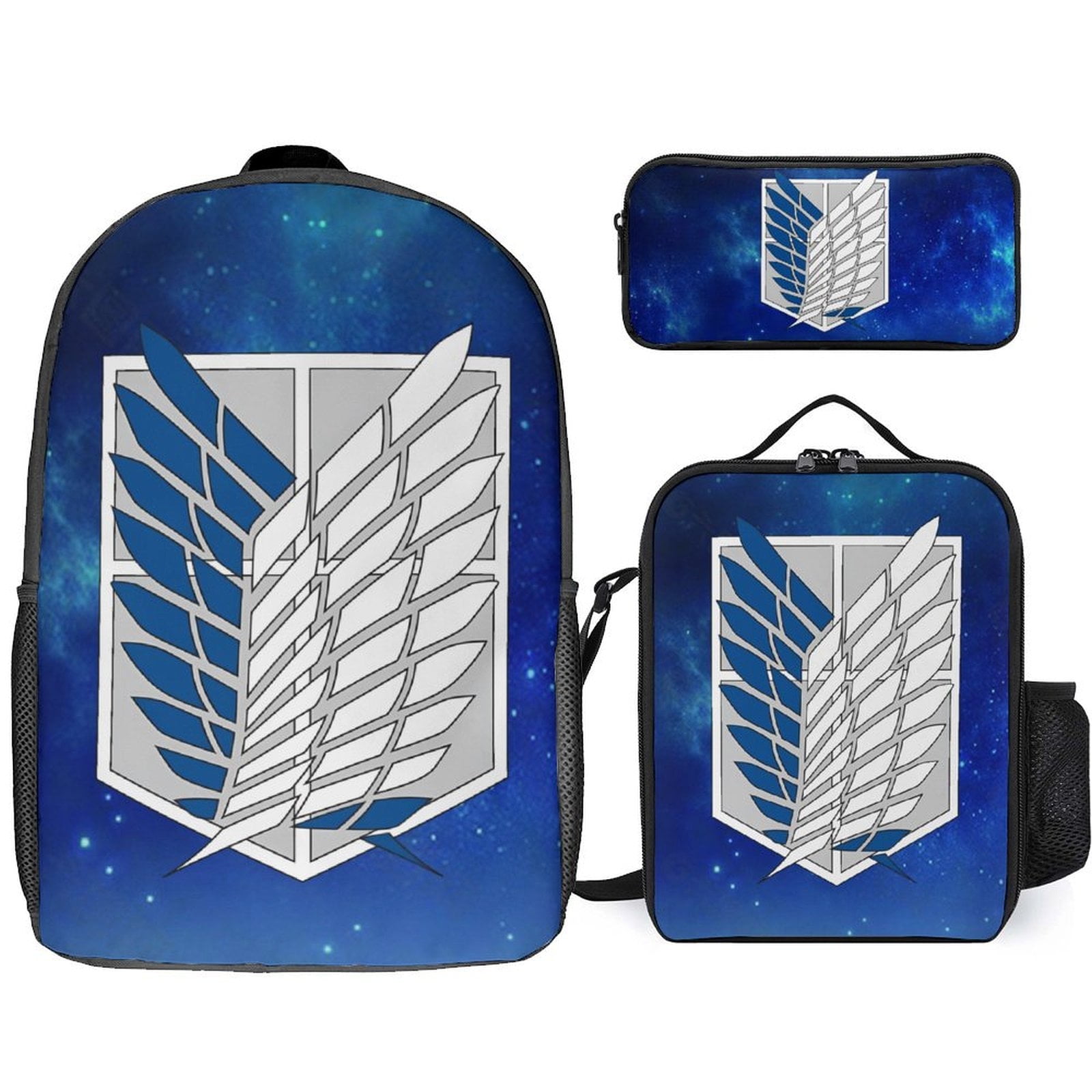 Attack on Titan 3 Piece Backpack Set with Lunch Bag Pencil Case, High ...