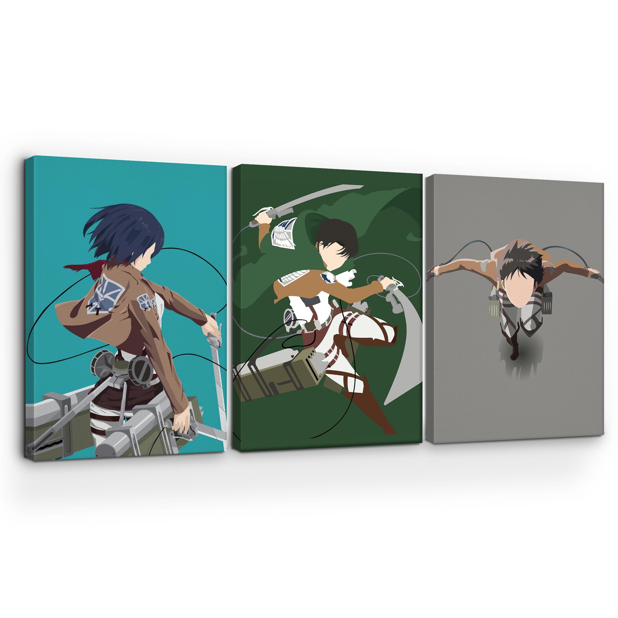 Attack on Titan Canvas Wall Art by DreamController Set of 3 - 16x24 ...