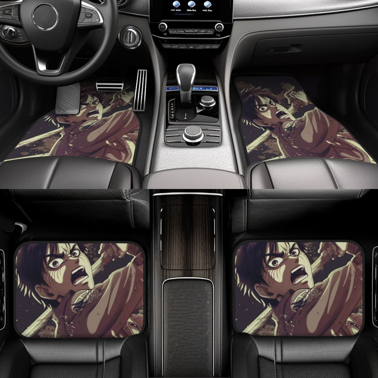 Attack On Titan Set Of 4 Universal Front And Rear Floor Mats With Non ...