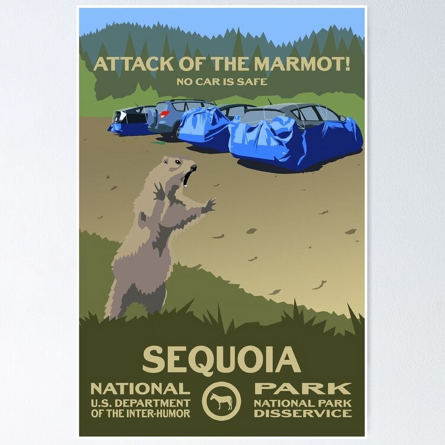 Attack of the Marmot! - Sequoia National Park Poster, 12x18 UNFRAMED ...