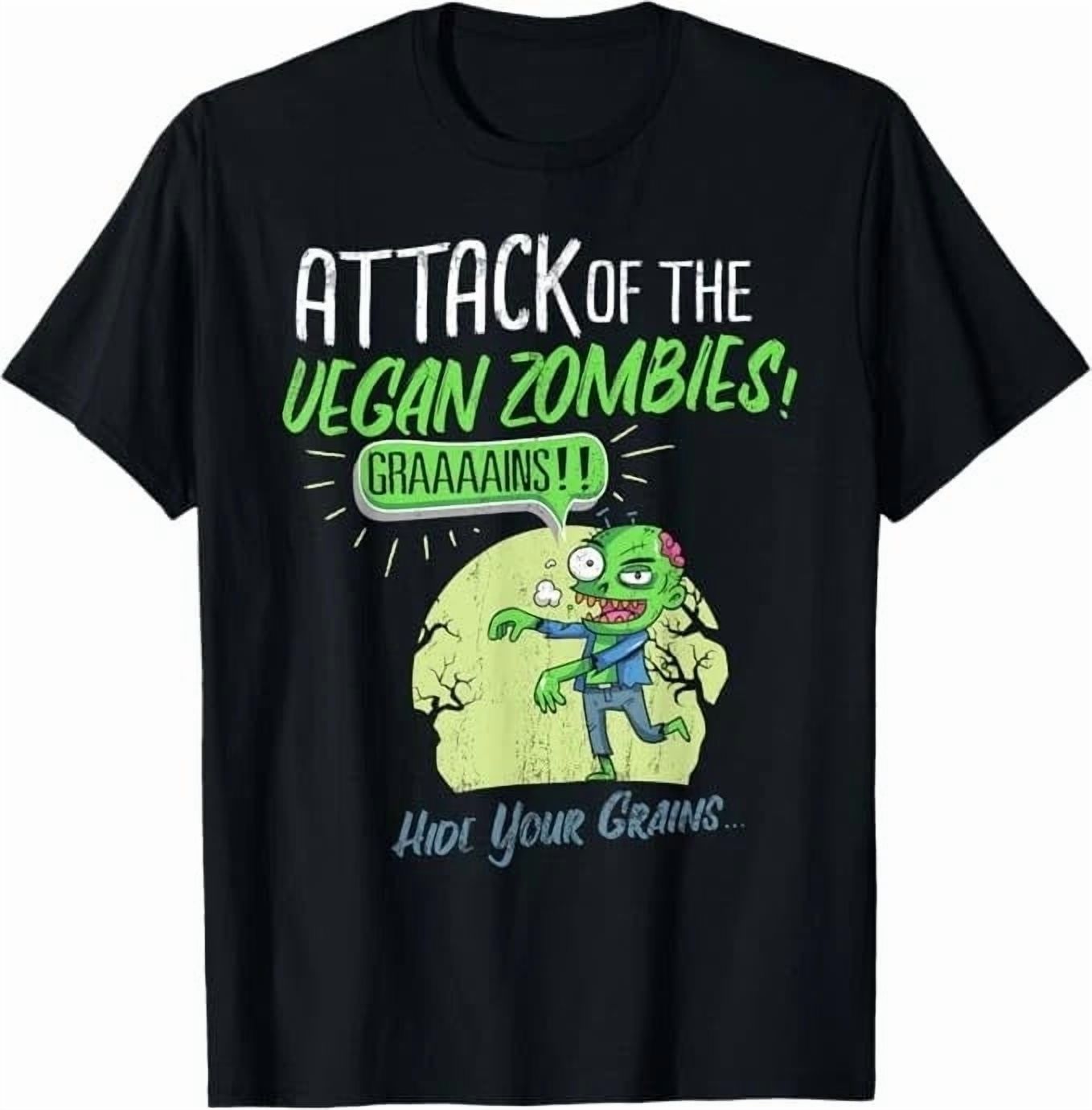 Attack of the Vegan Zombies T-Shirt – Funny Vegetarian Unisex Graphic ...