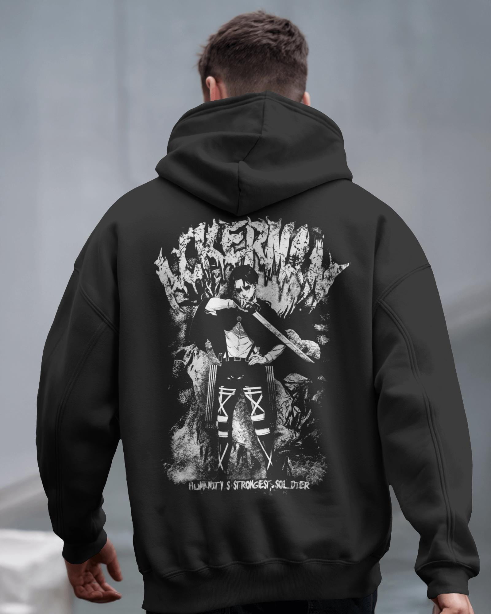 Attack on Titan Anime Snow Washed Loose Cotton Hoodie Levi Ackerman ...