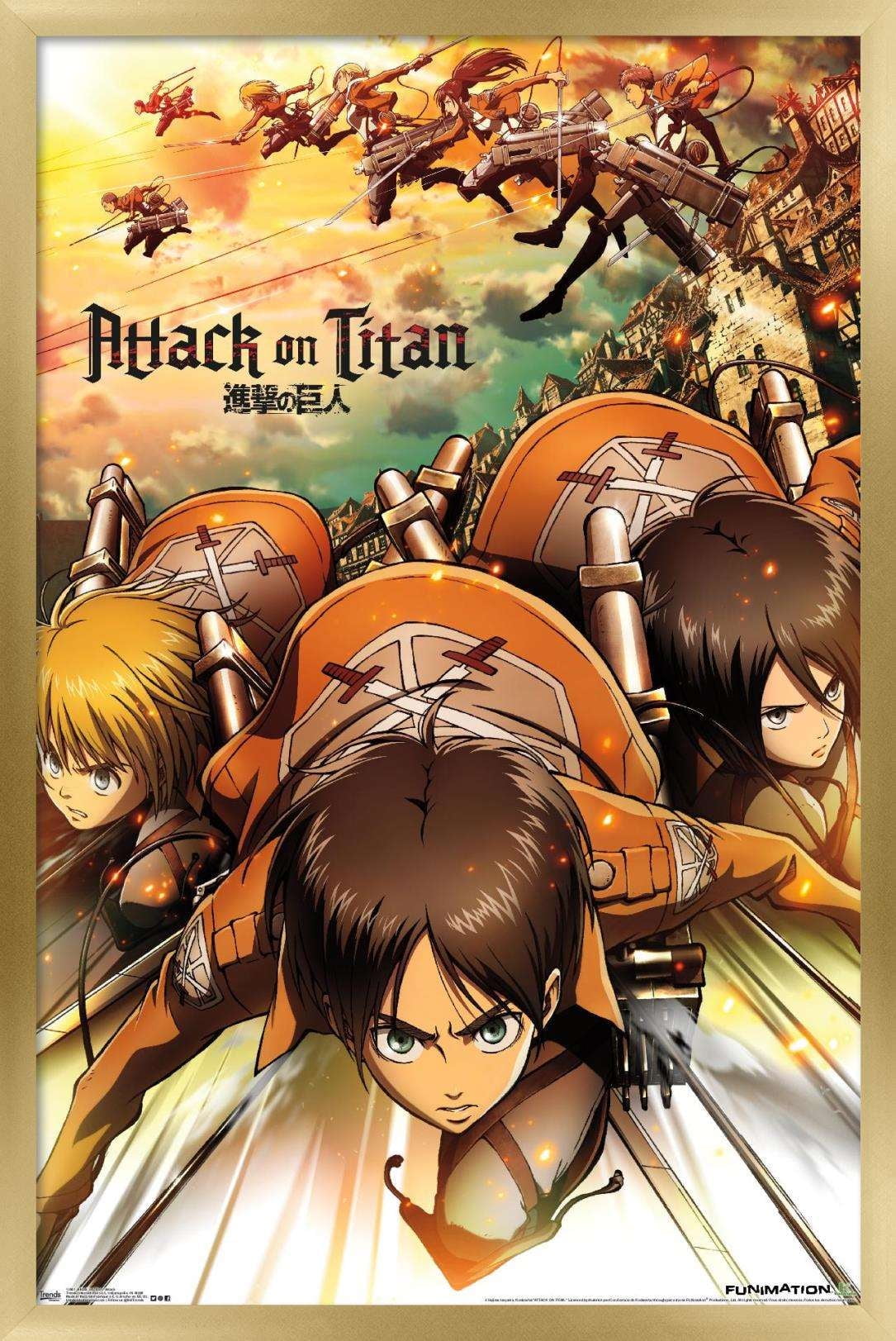 Attack on Titan - Attack Wall Poster, 14.725" x 22.375", Framed ...