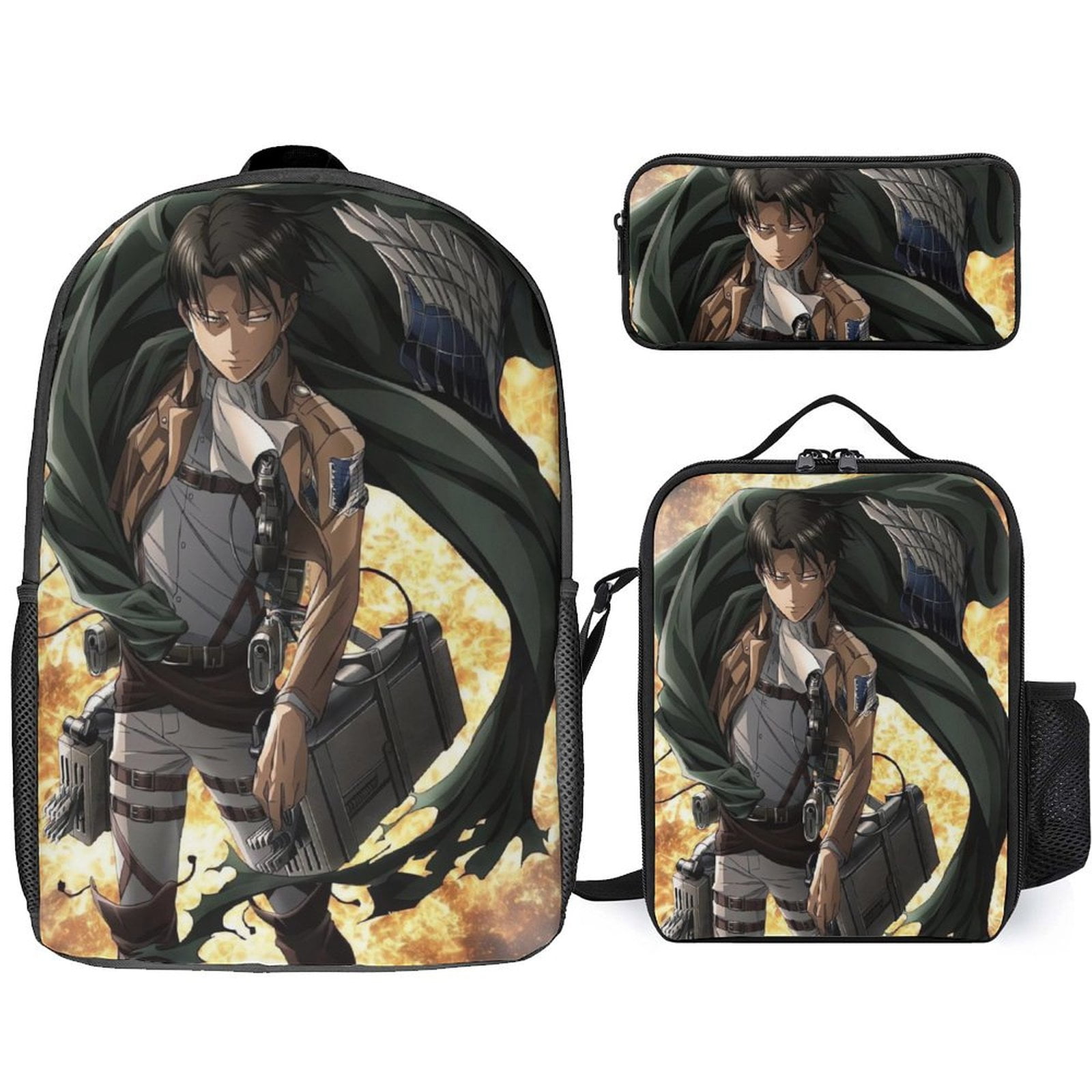 Attack on Titan Backpack 3 Piece Set Laptop Work Backpack Lunch Bag ...