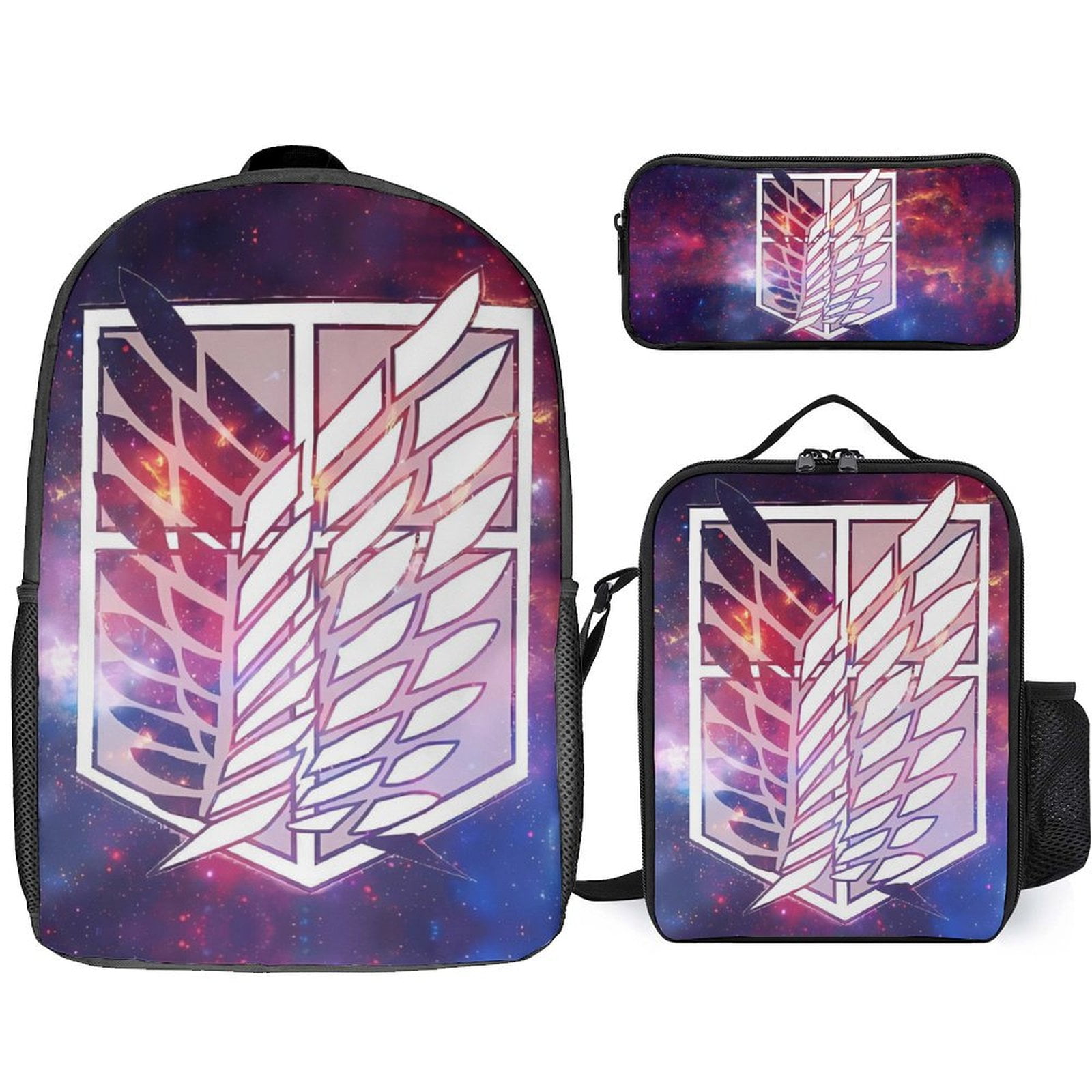 Attack on Titan Backpack 3 Piece Set Laptop Work Backpack Lunch Bag ...
