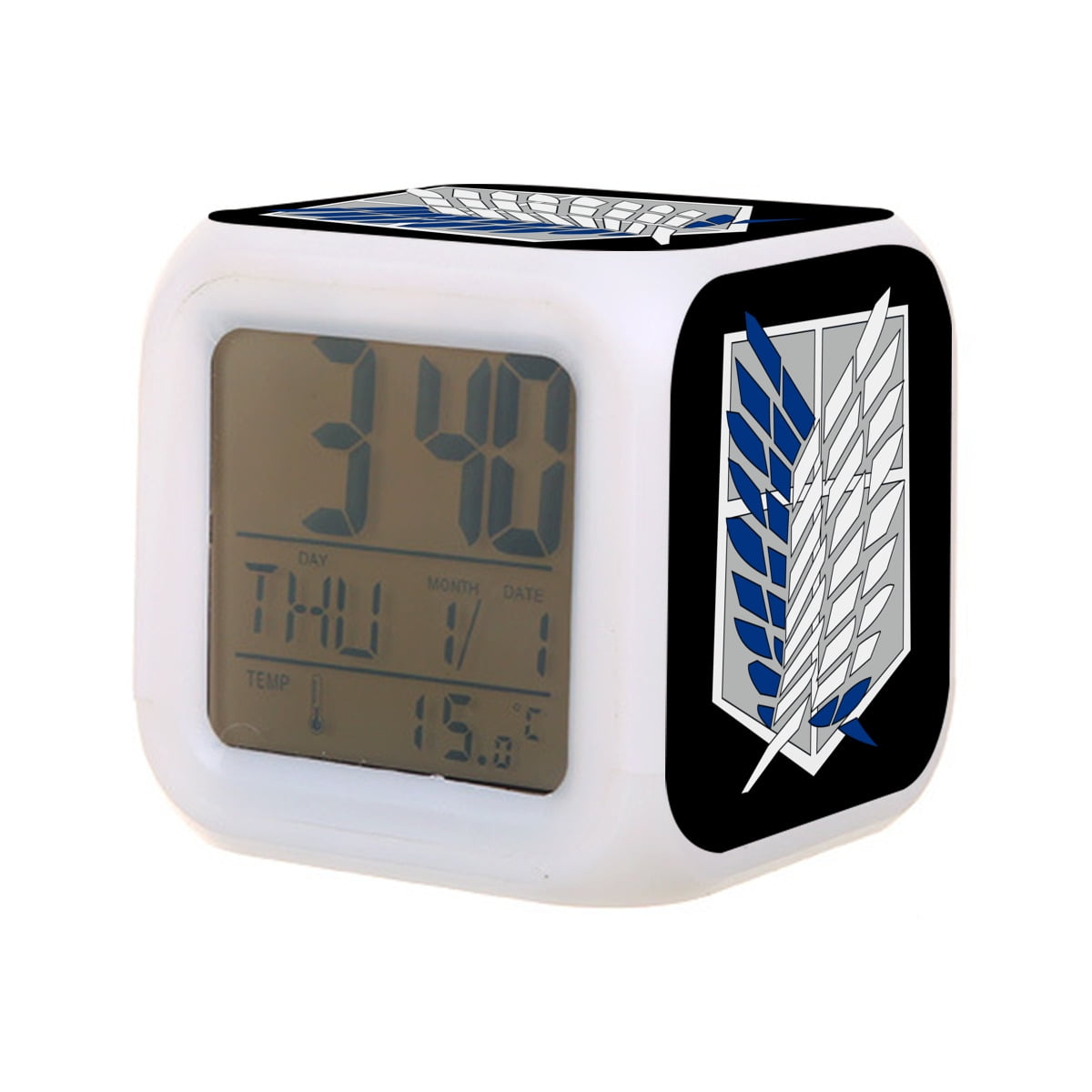 Attack on Titan Digital Alarm Thermometer Night Glow Cube 7 Color Clock ...