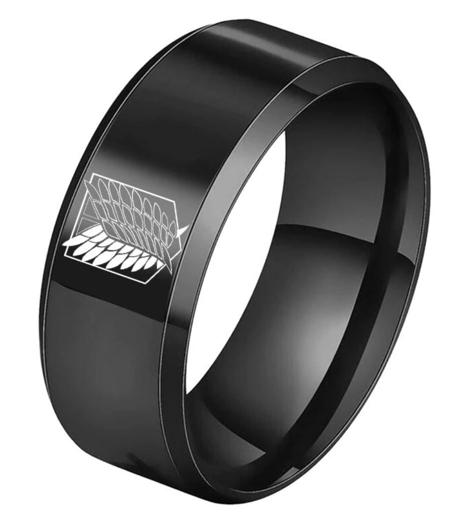 Attack on Titan Logo Black Stainless Steel Band Ring Size 8 - Walmart.com