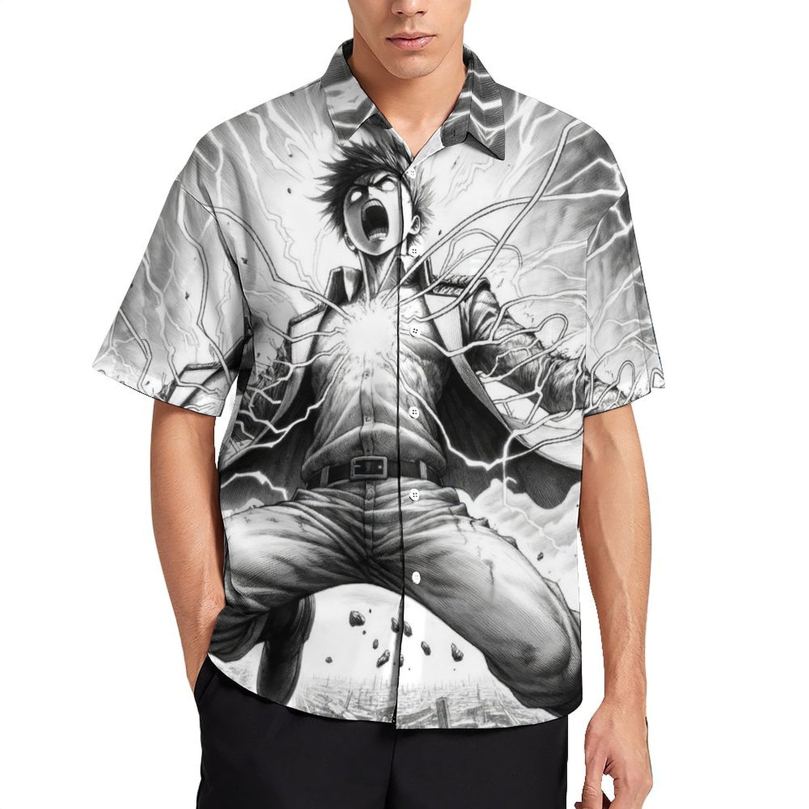 Attack on Titan Men's Hawaiian Shirt Short Sleeve Button Down Shirts ...