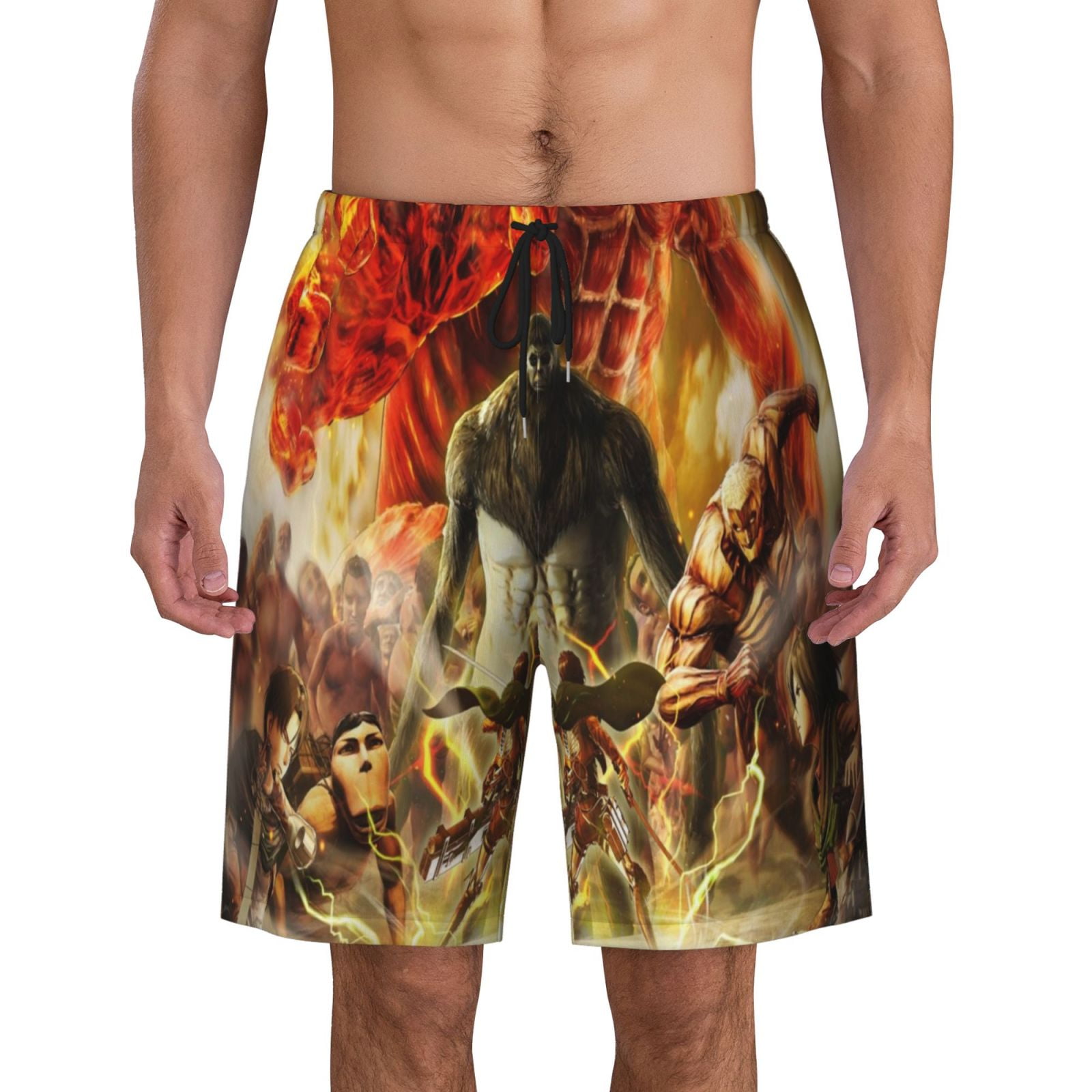 Attack on Titan Mens Swim Trunks Quick Dry Board Shorts with Mesh ...