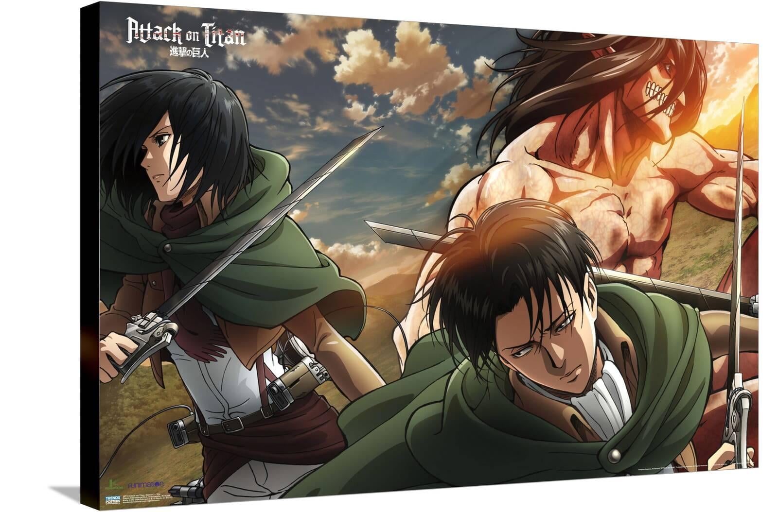 Attack on Titan: Season 2 - Trio Canvas Wall Poster, 22.375" x 34 ...
