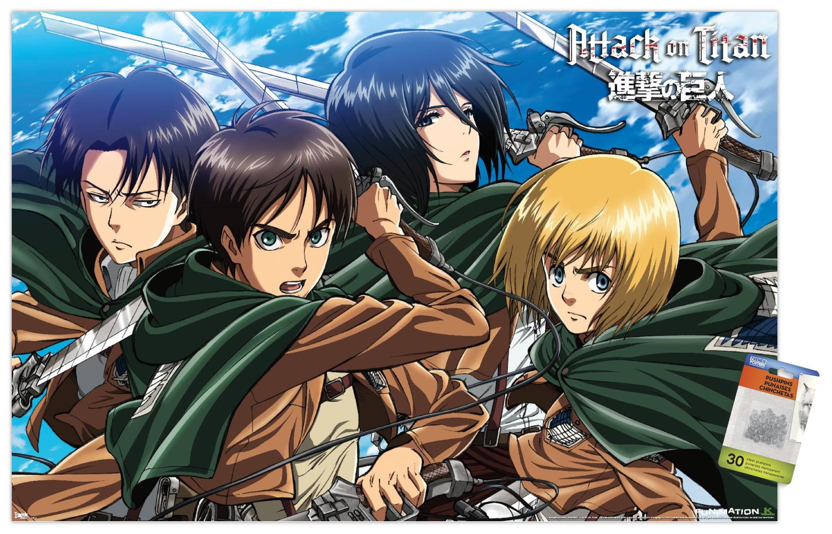 Attack on Titan - Swords Wall Poster with Push Pins, 22.375" x 34 ...