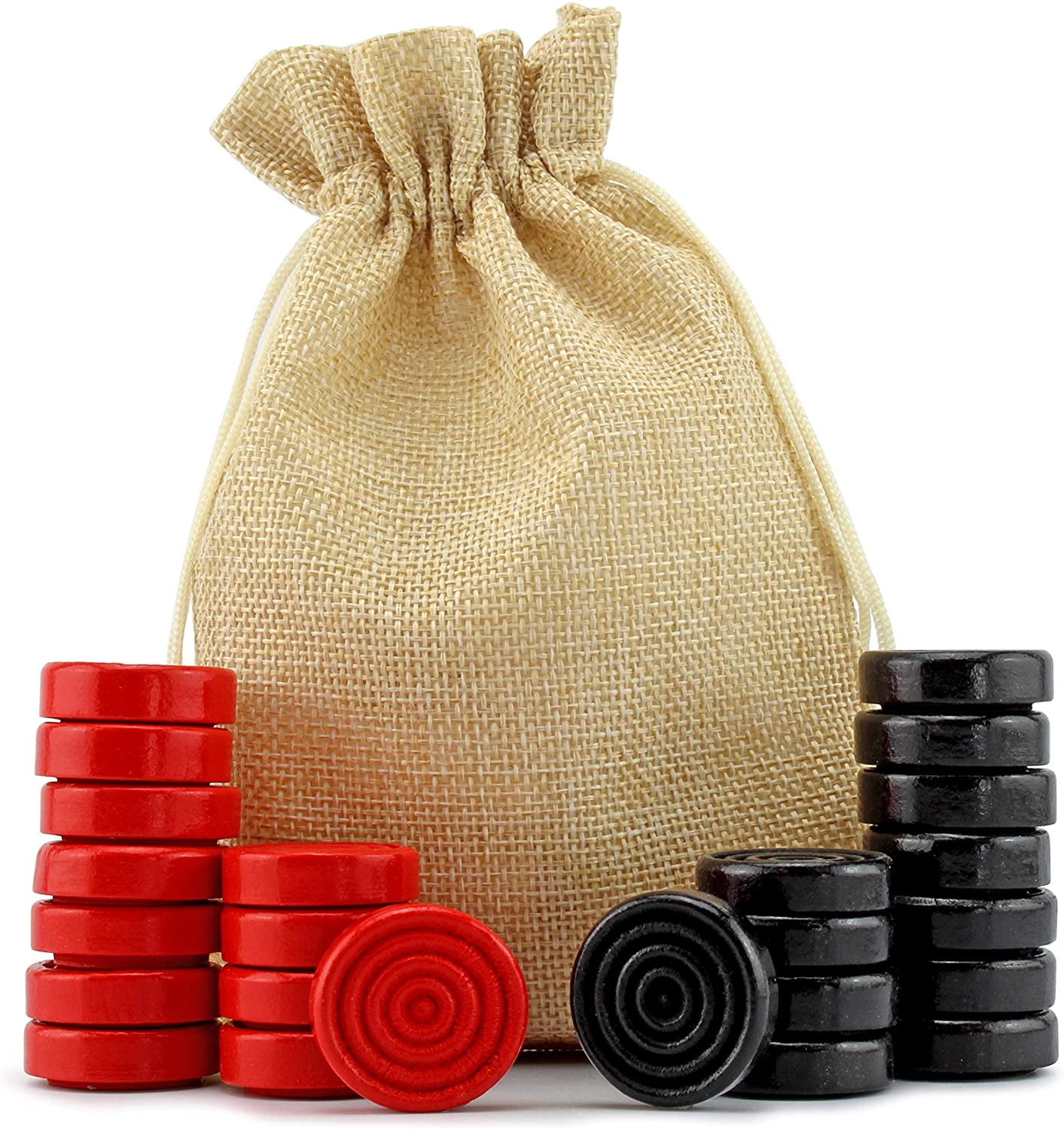 Attatoy Stackable Wooden Checkers Game Set, Black & Red Carved (24 ...