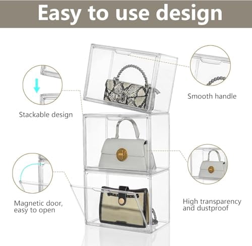 Attelite Plastic Purse and Handbag storage Organizer for Closet, Clear ...