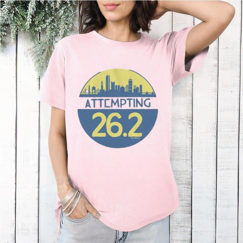 Attempting 26.2 Funny Marathon Runner Struggle Sport Graphic T-Shirt ...