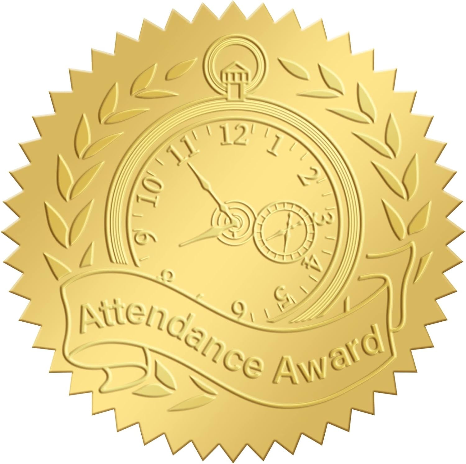 Attendance Award Gold Foil Stickers Embossed Certificate Seals 100PCS ...