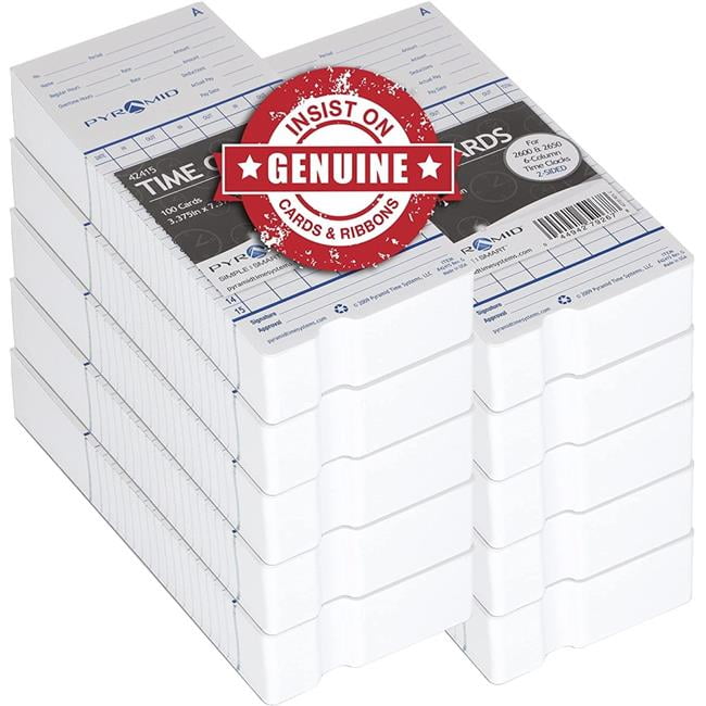 Attendance Cards for Time Clock Models 2500-2600-2650, White - 1000 per ...
