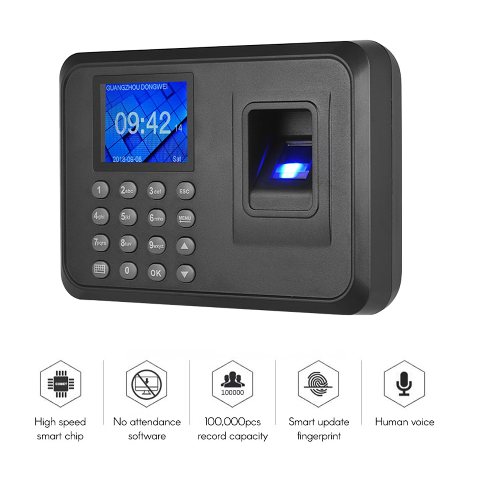 Attendance Machine,Screen Employee Data Huiop Time Attendance 2.4in Lcd ...