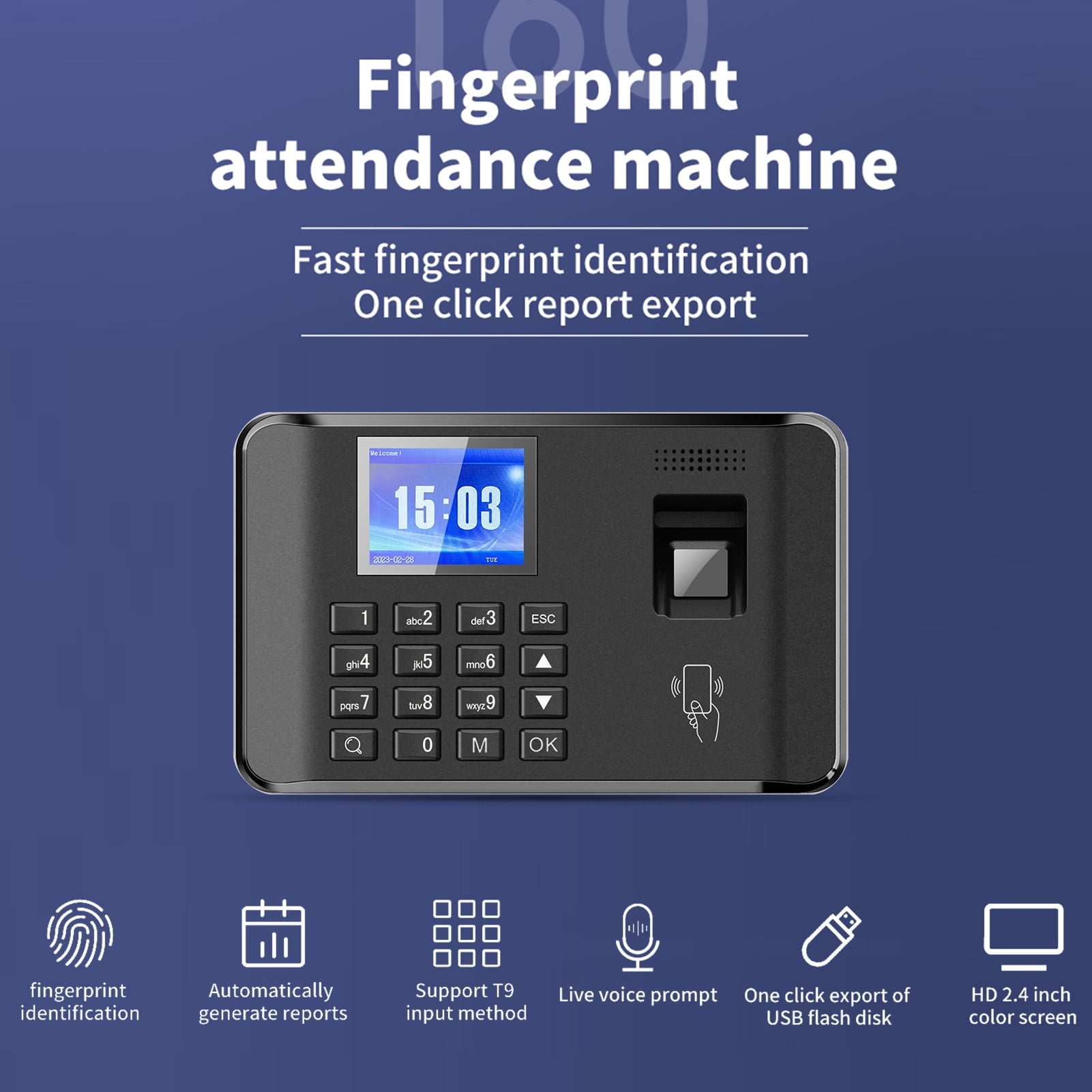 Attendance Machine,Time Attendance Prompt 11 Time Clocks Employee Lcd ...