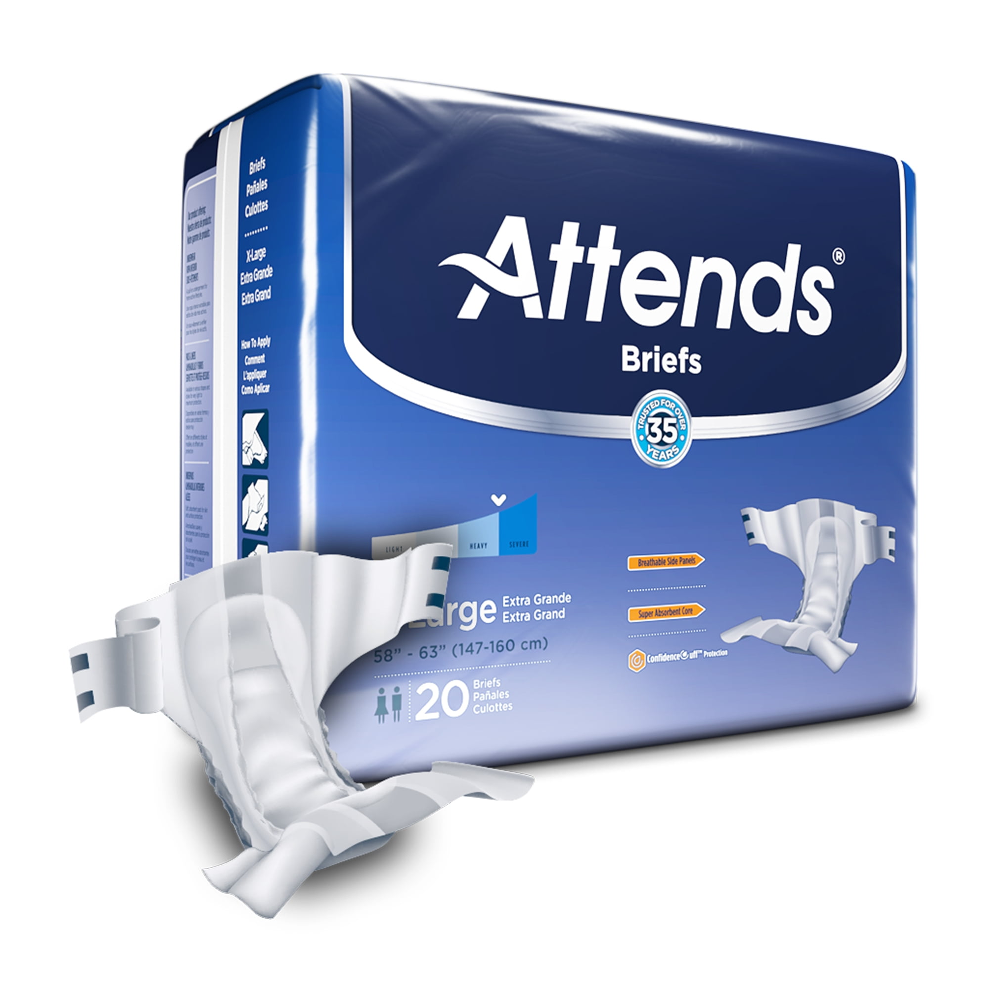 Attends Adult Incontinence Briefs, Heavy Absorbency, XL, 60 Ct ...