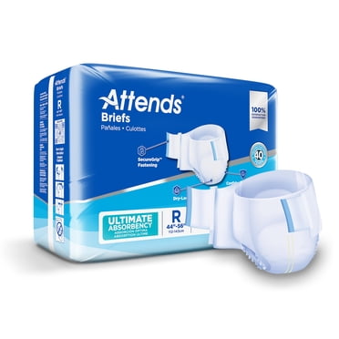 Attends Advanced Briefs, Unisex, Medium Size, Extra Absorbency, Dry ...