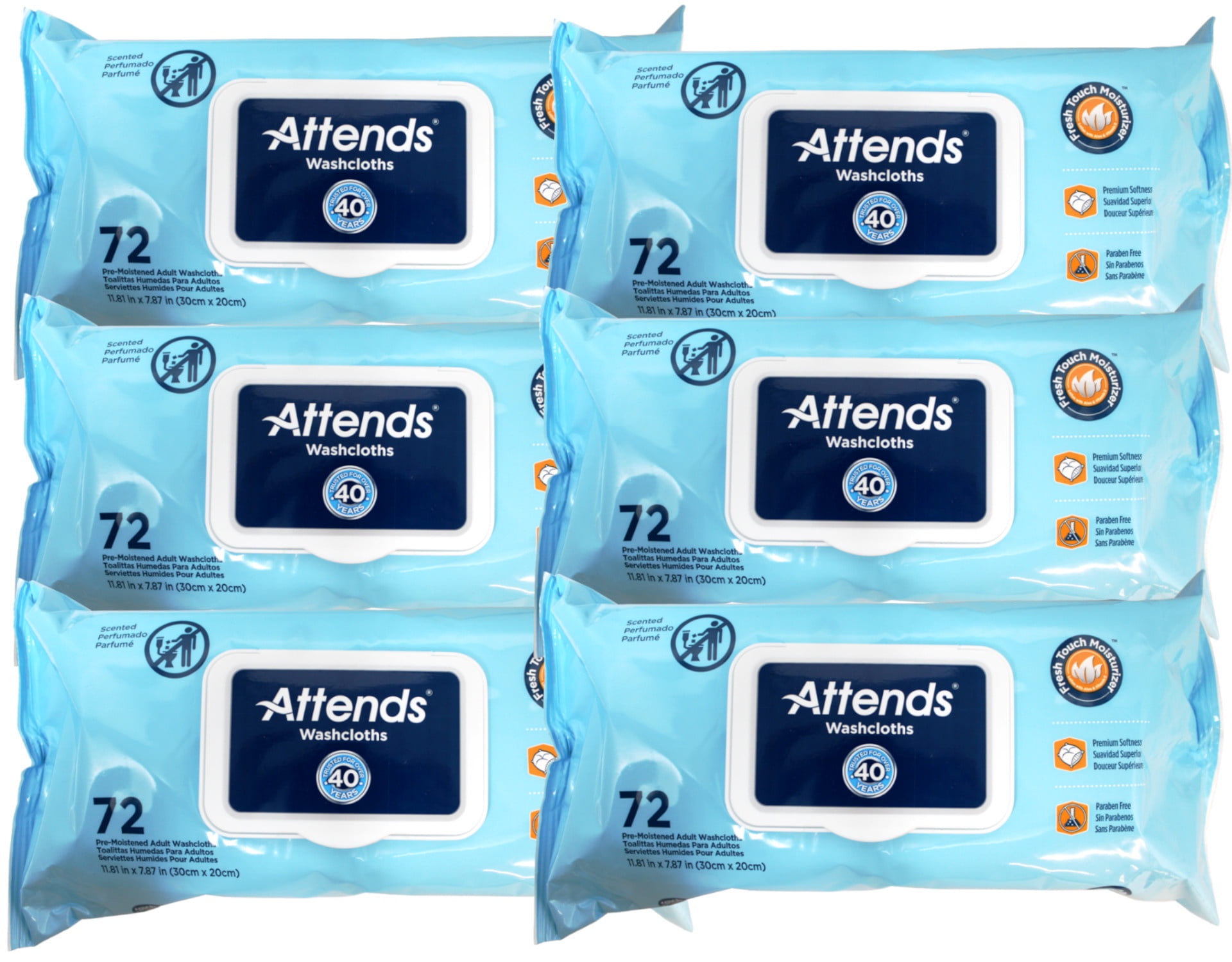 Attends Scented Washcloths for Adult Incontinence Care, Hypoallergenic ...