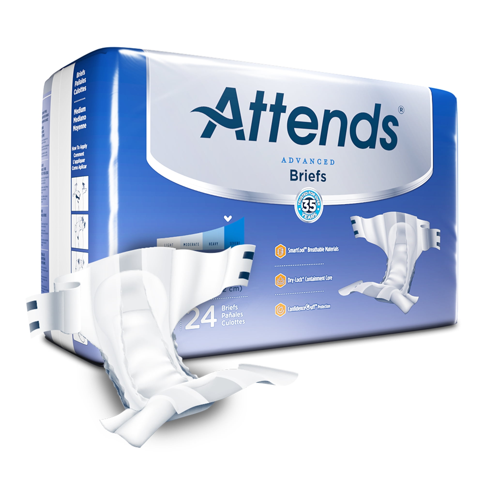 Attends® Advanced Adult Diapers, Medium Size with Tabs, Overnight ...