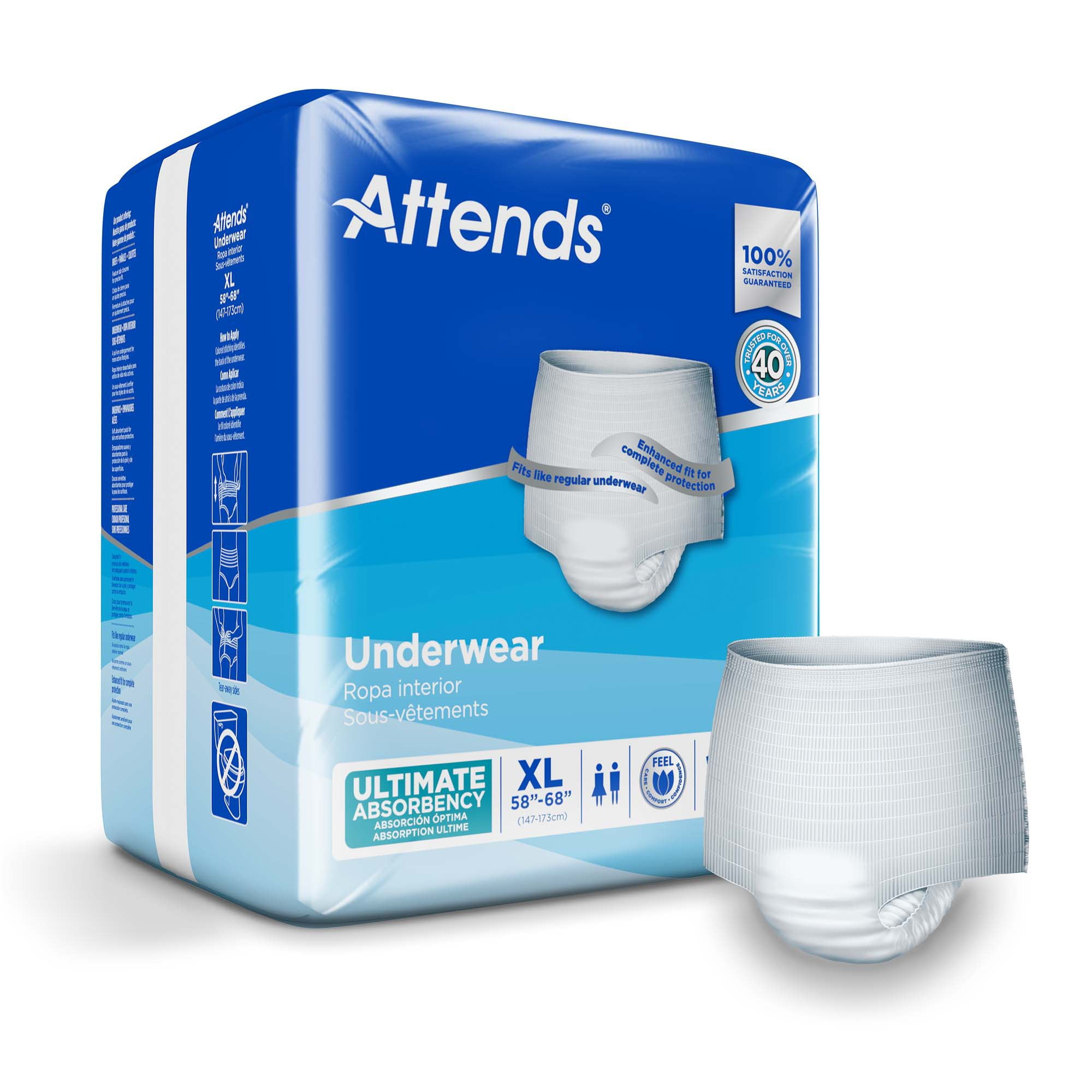 Attends Disposable Underwear X Large Heavy 56 Ct Pull On With Tear Away