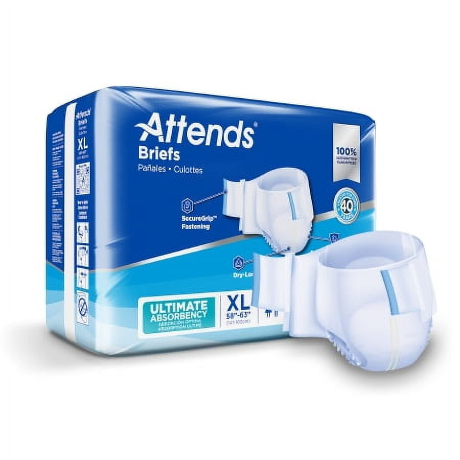Attends Briefs, Ultimate Absorbency, Unisex Comfort Fit, Advanced ...