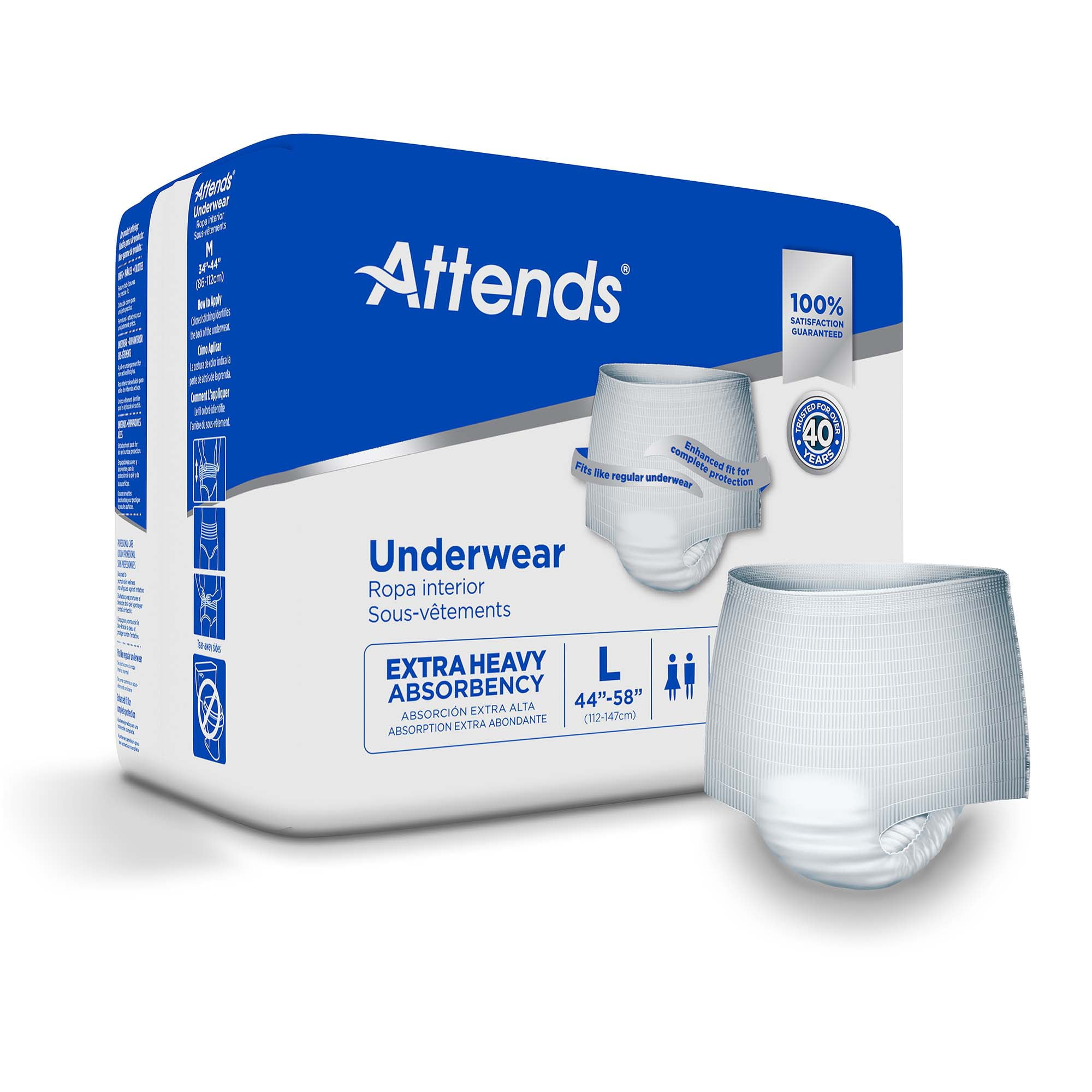 Attends Care Adult Diapers Briefs, Disposable Underwear Large, Pull On with Tear Away Seams ...