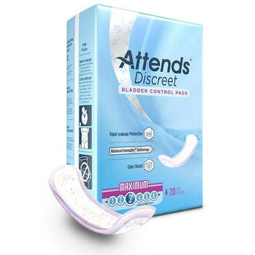 Attends Discreet Women's Maximum Bladder Control Pads, 13" long, Adult ...
