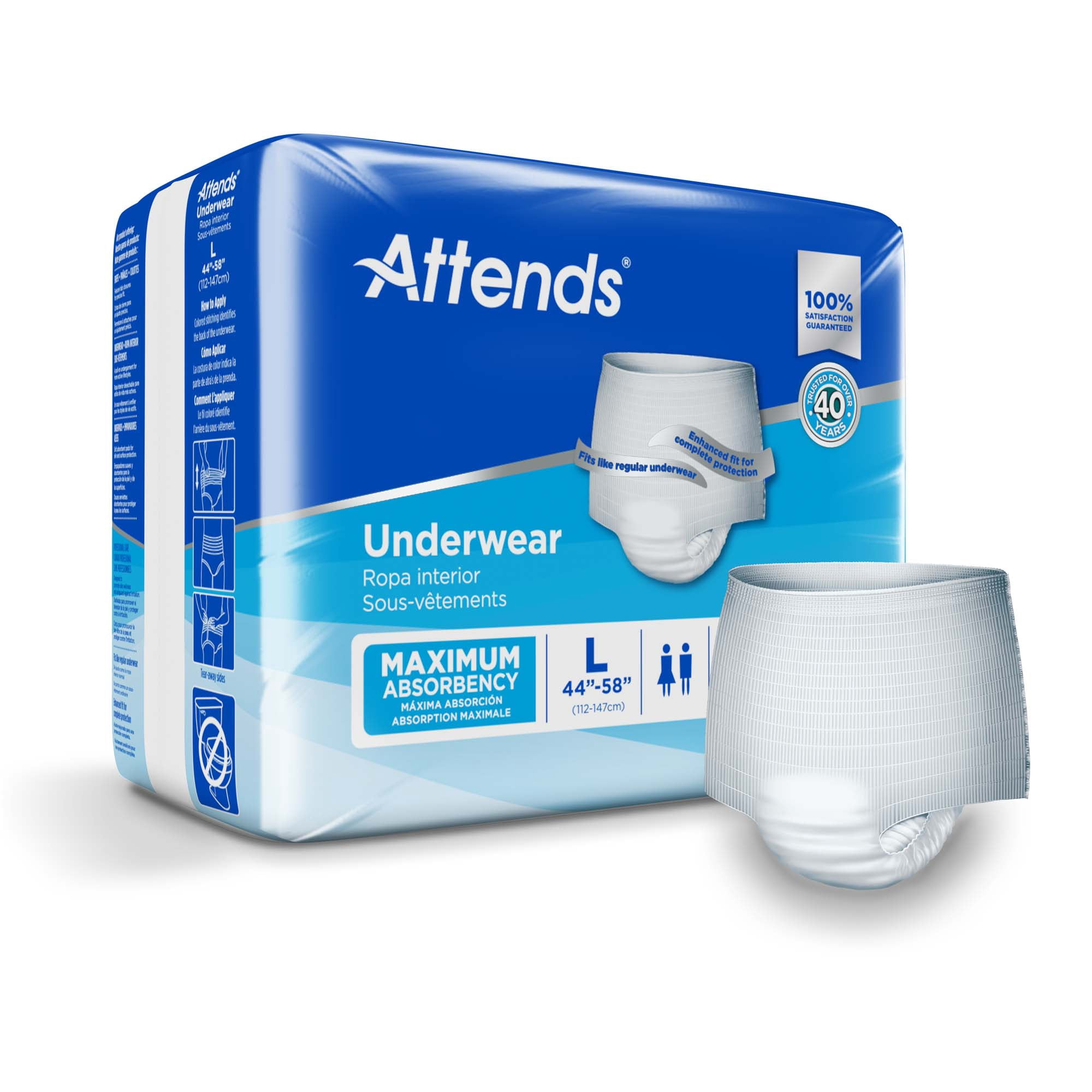 Attends Disposable Underwear Large Heavy 72 Ct - Walmart.com