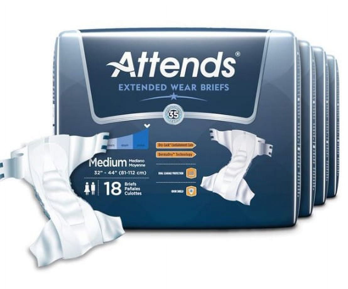 Attends Adult Diaper Care Underwear, Stretchable Side, Medium, Unisex ...