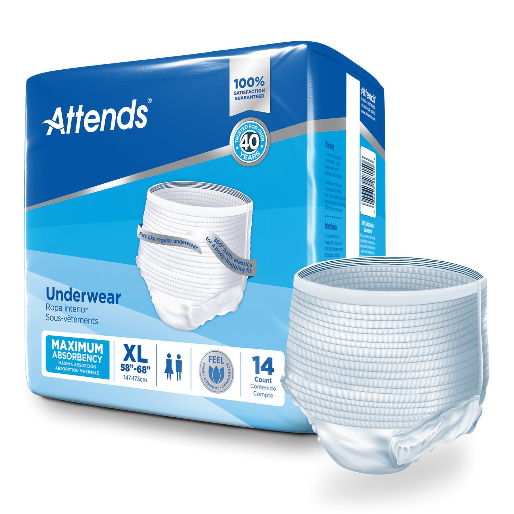 Attends Extra Absorbency Underwear, X-Large (CS/4) - Walmart.com