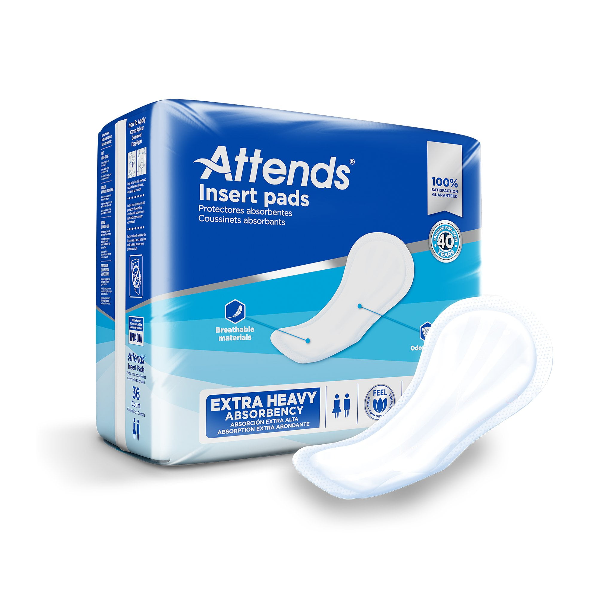 "Attends Adult Incontinence Liner, Moderate to Heavy Absorbent, 16.5"" L, Bladder Control, 144 ...