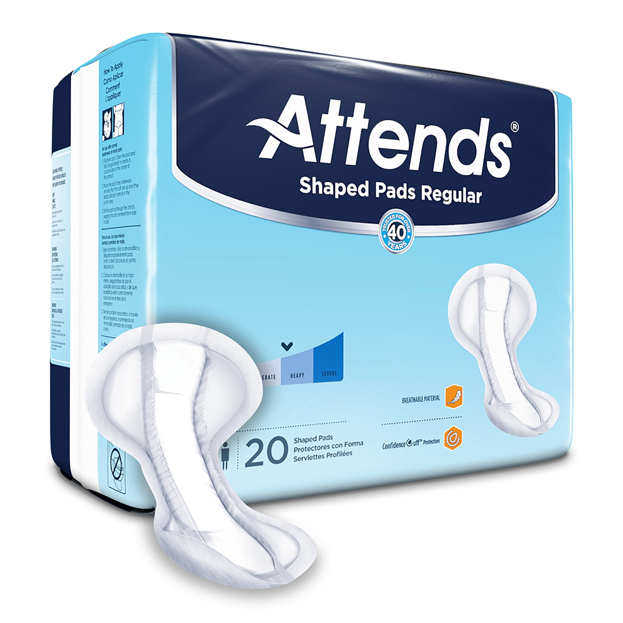 Attends Adult Incontinence Absorbent Pads, Regular Unisex, Contoured 12 ...