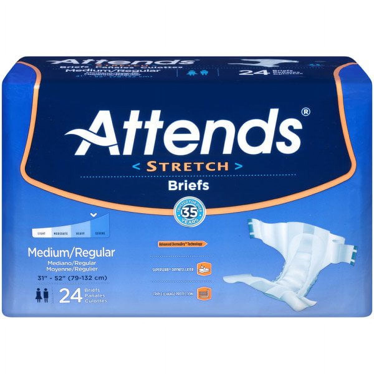 Attends Stretch Adult Brief, Tab Closure Medium / Regular Disposable ...